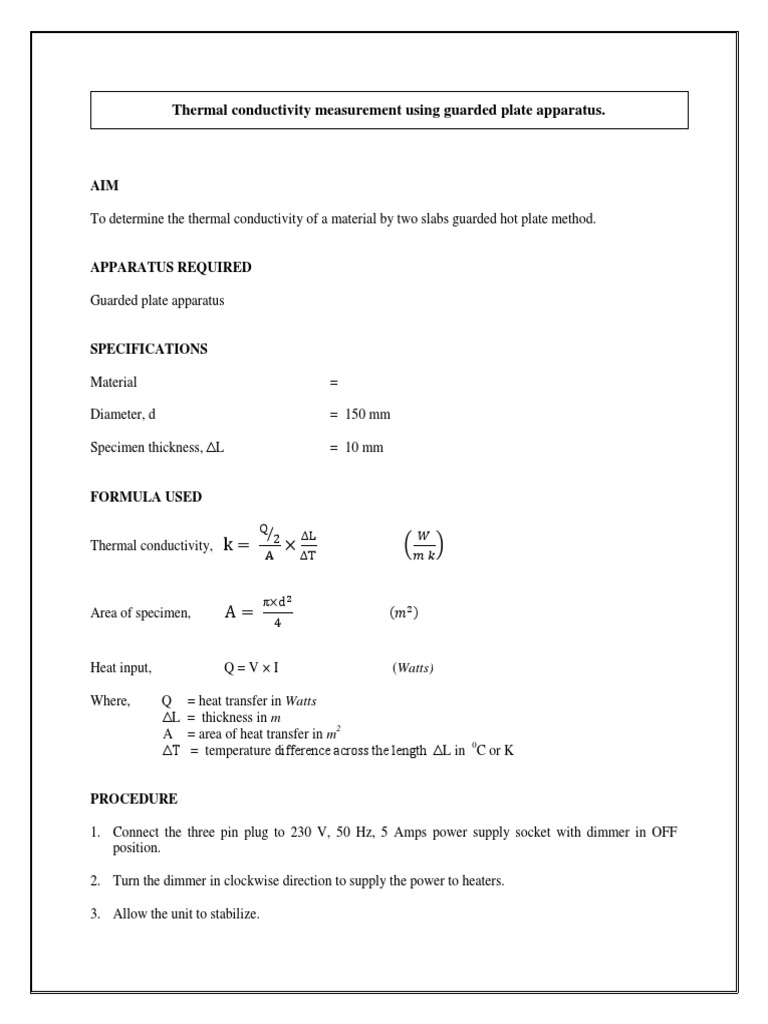 11.guarded Plate Apparatus | PDF | Heat Transfer | Thermal Conductivity