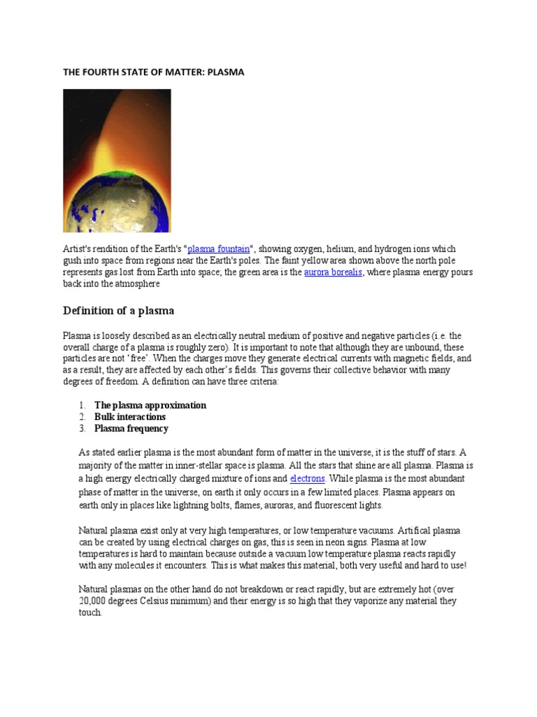 Understanding Plasma: The 4th State of Matter | PDF | Plasma (Physics ...