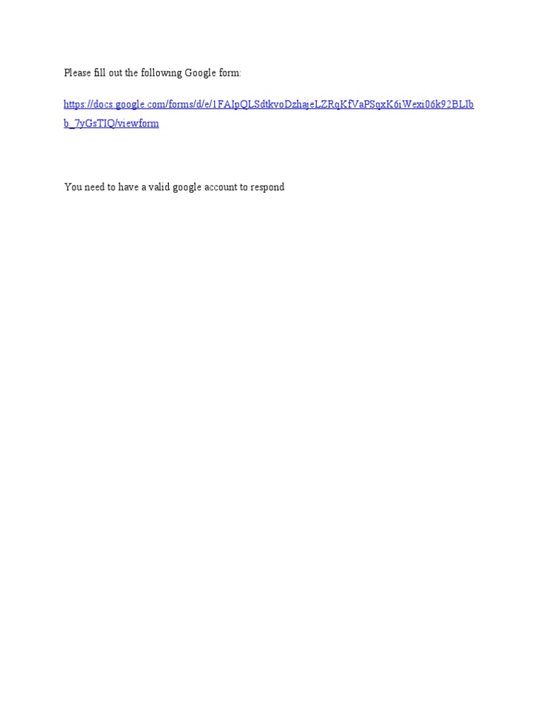 Please Fill Out The Following Google Form | PDF