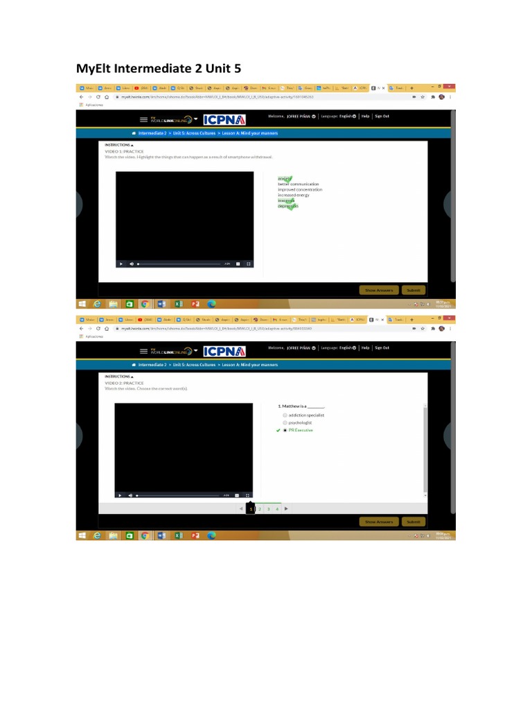 MyElt Intermediate 2 Unit 5 | PDF