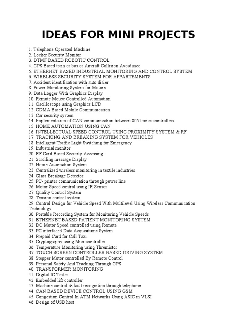 Mini Project Ideas | PDF | Security Alarm | Automation