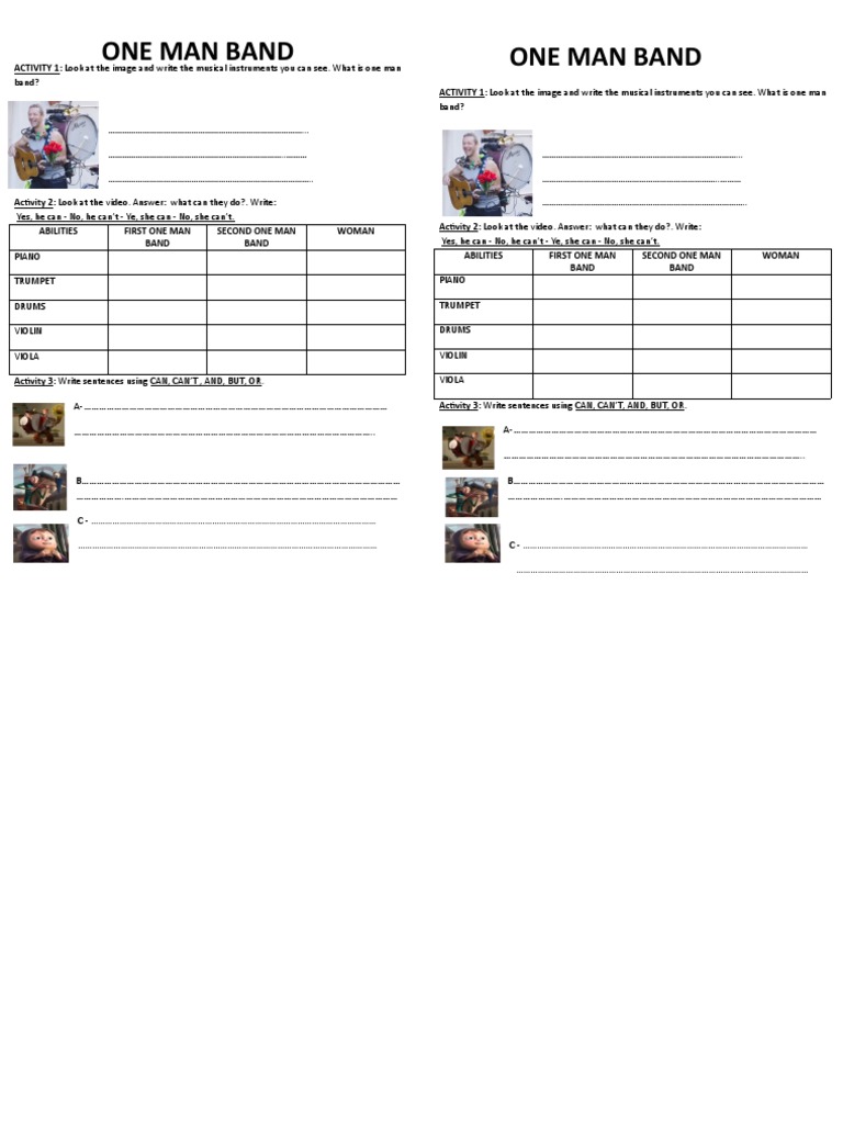 Abilities One Man Band Activities With Music Songs Nursery Rhymes Fun ...