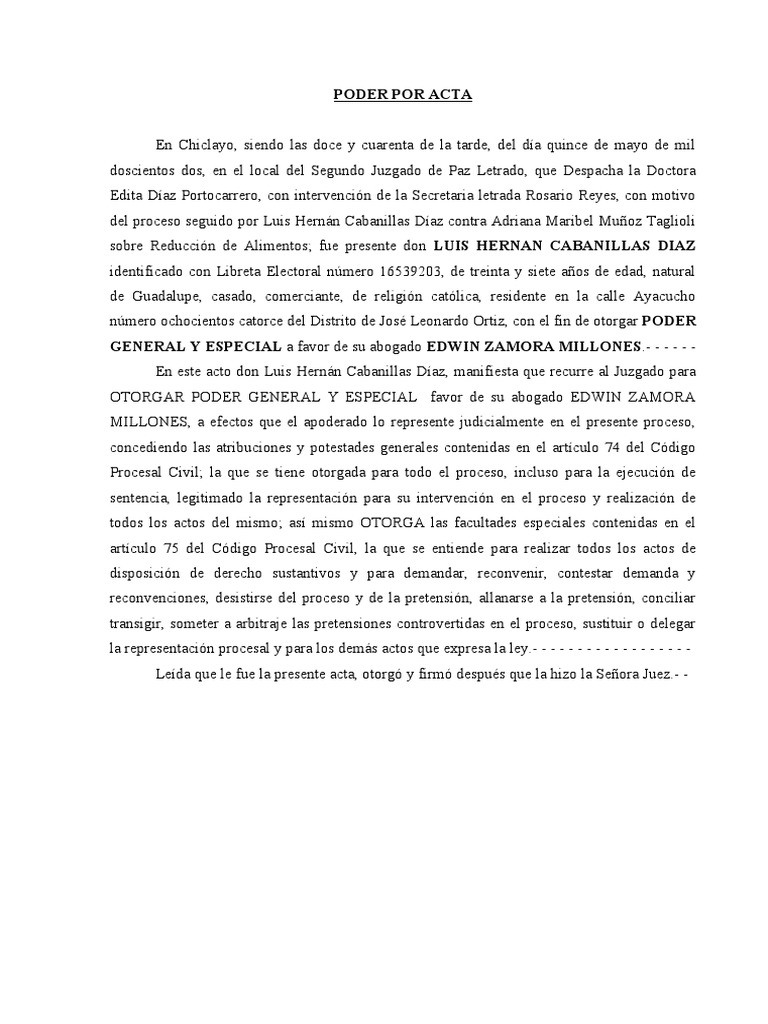 Poder Por Acta | PDF | Derecho