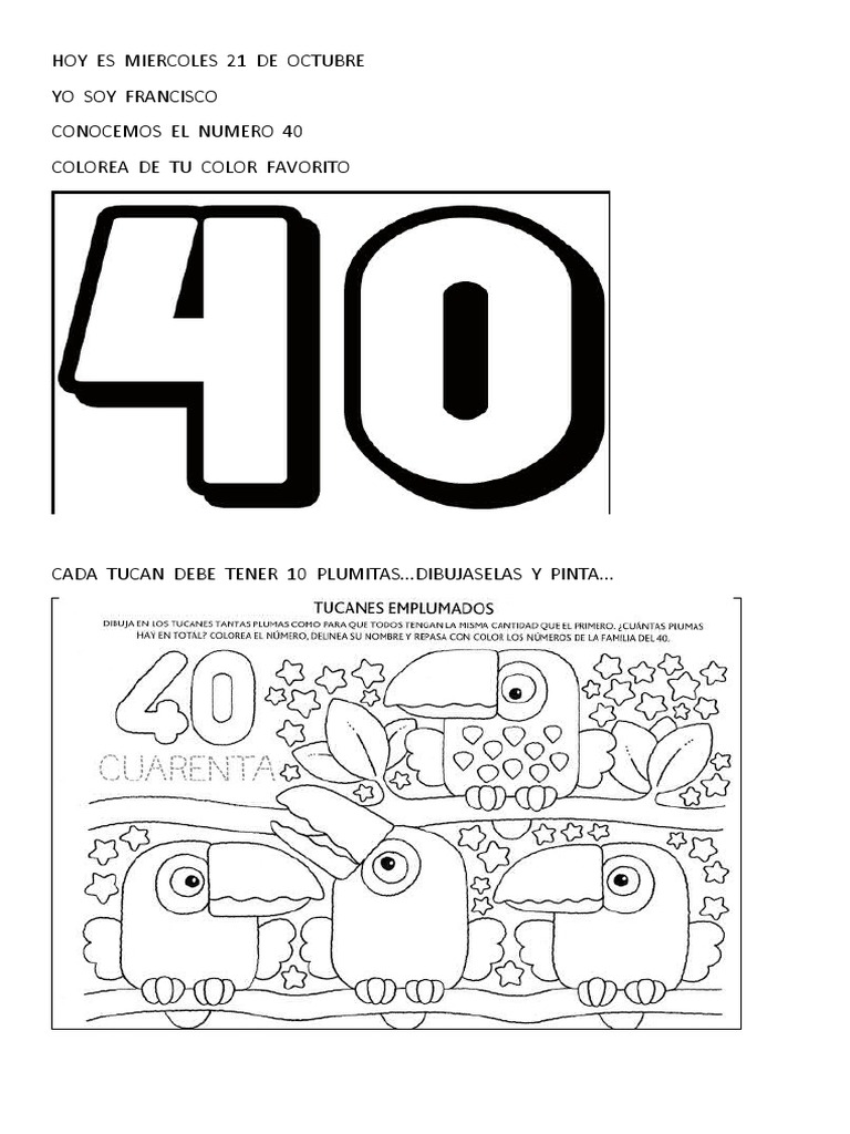Actividades para aprender el número 40 | PDF | Hogar, jardinería y ...