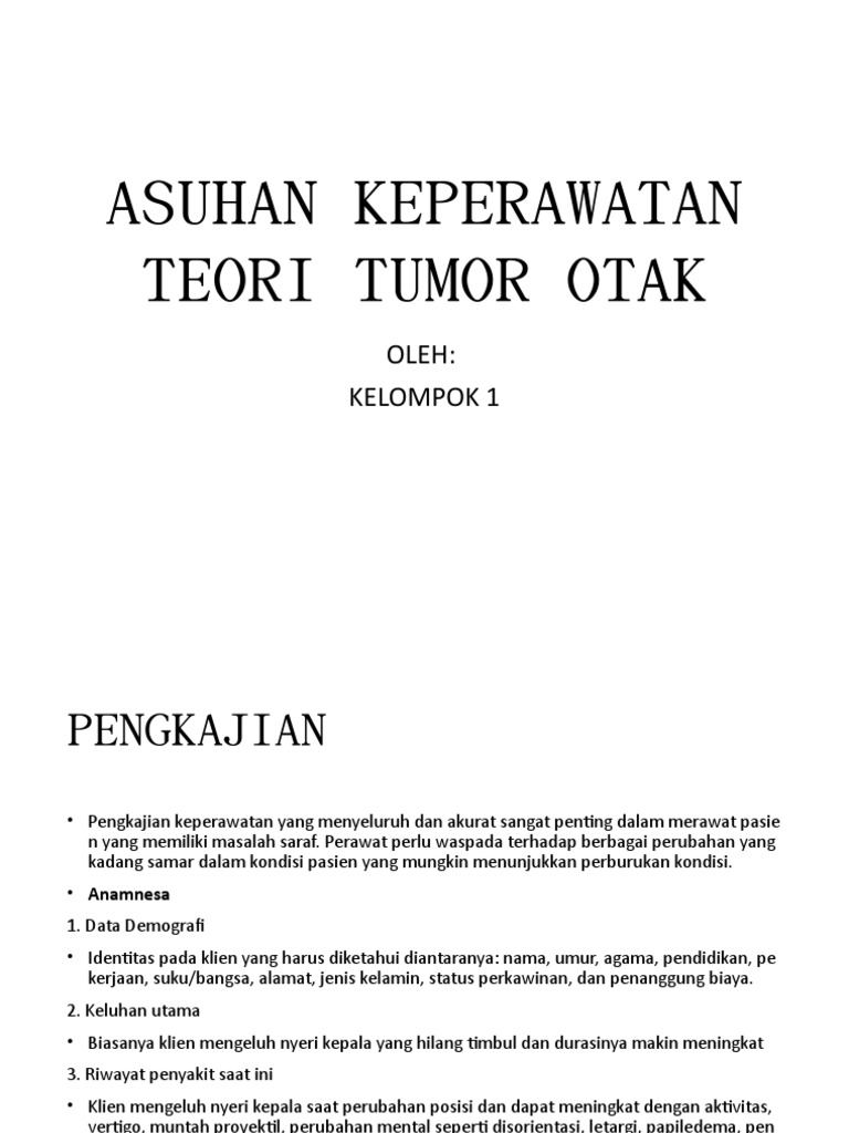 Askep Tumor Otak Kelompok 1 | PDF
