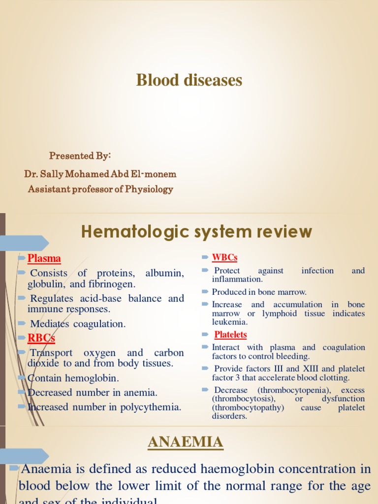 Patho Physiology Lecture13 | PDF | Anemia | Blood