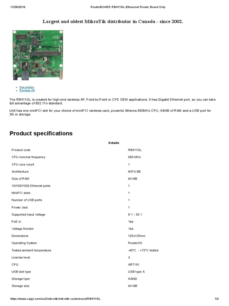 RouterBOARD RB411GL Etherenet Router Board Only | PDF | Usb | Router (Computing)
