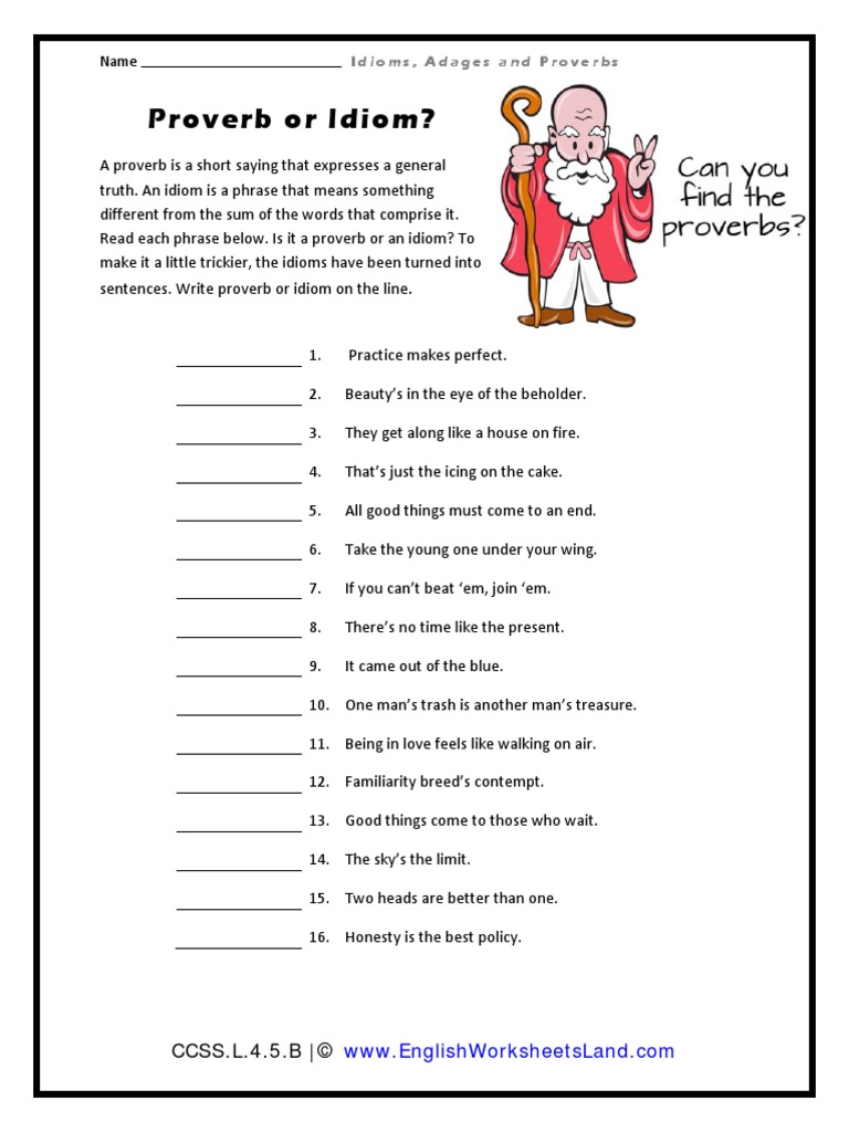 Proverb or Idiom?: Idioms, Adages and Proverbs | PDF