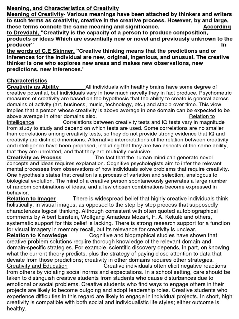 Understanding Creativity and Its Traits | PDF | Creativity | Intelligence