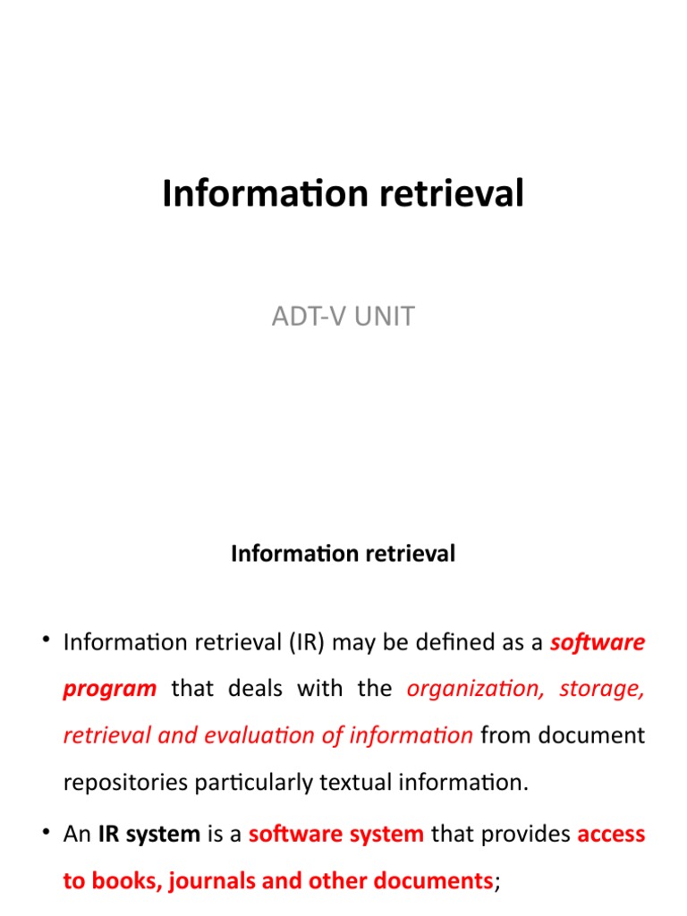 Adt-V UNIT | PDF | Information Retrieval | Search Engine Indexing