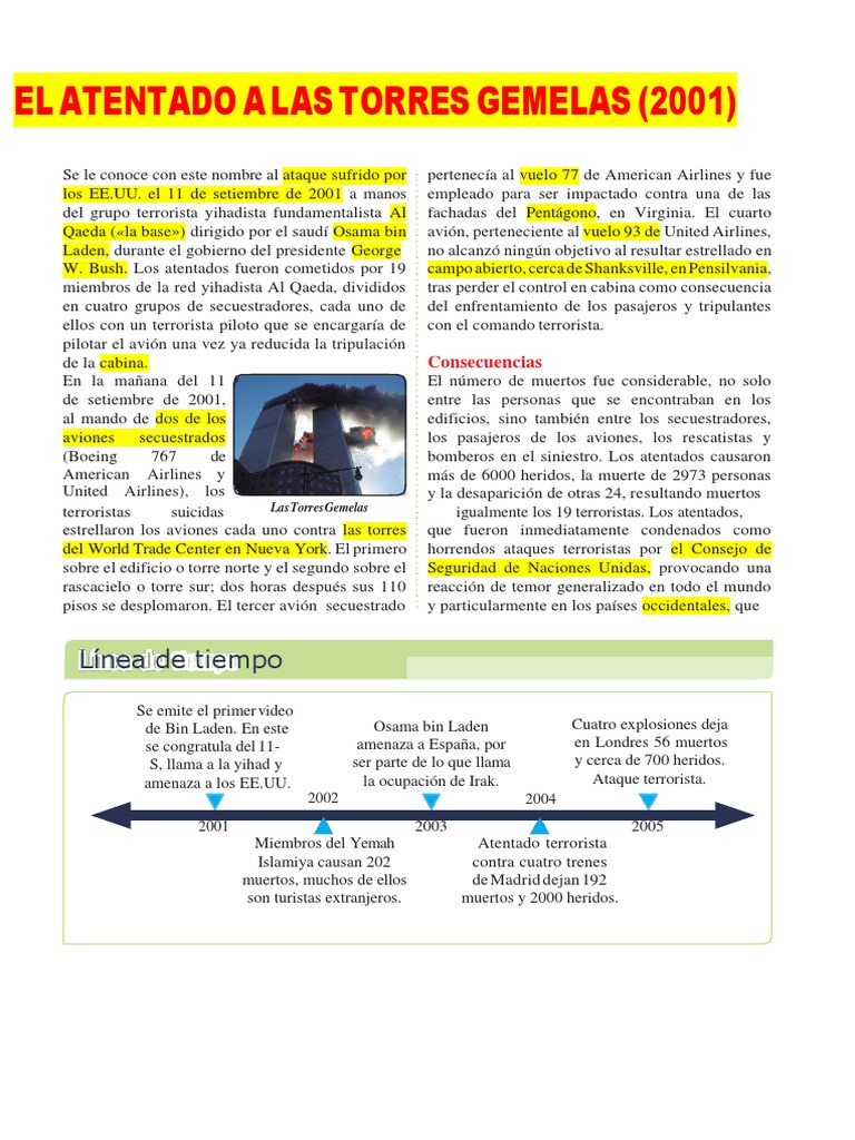 El Atentado de Las Torres Gemelas | PDF | Ataques del 11 de septiembre ...