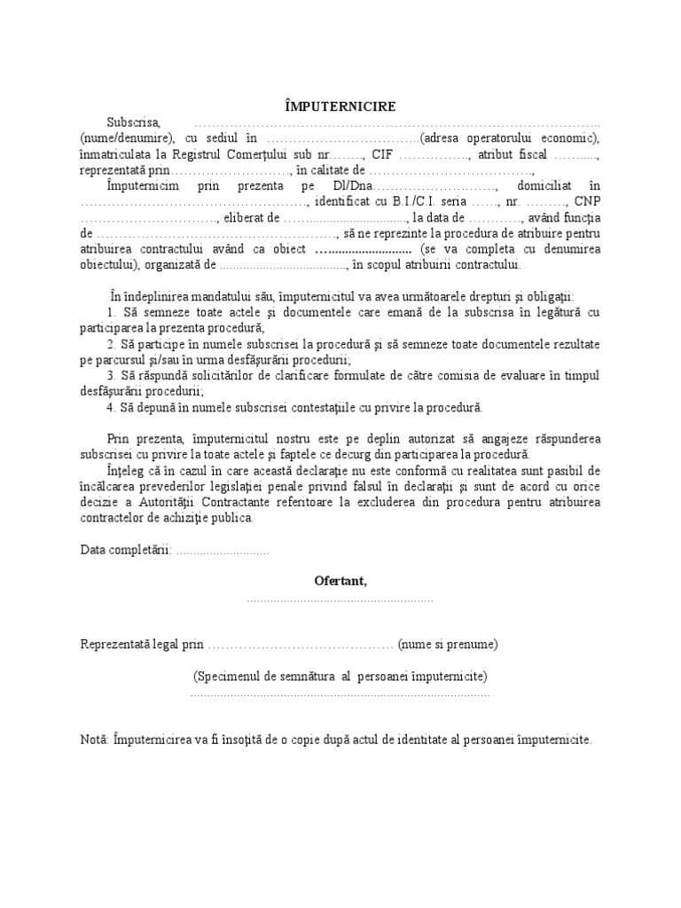 Împuternicire | PDF