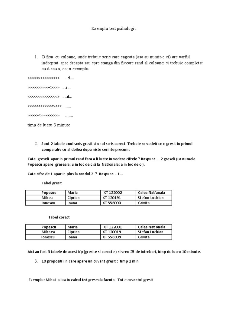 Exemplu Test Psihologic Dat La Penitenciar | PDF