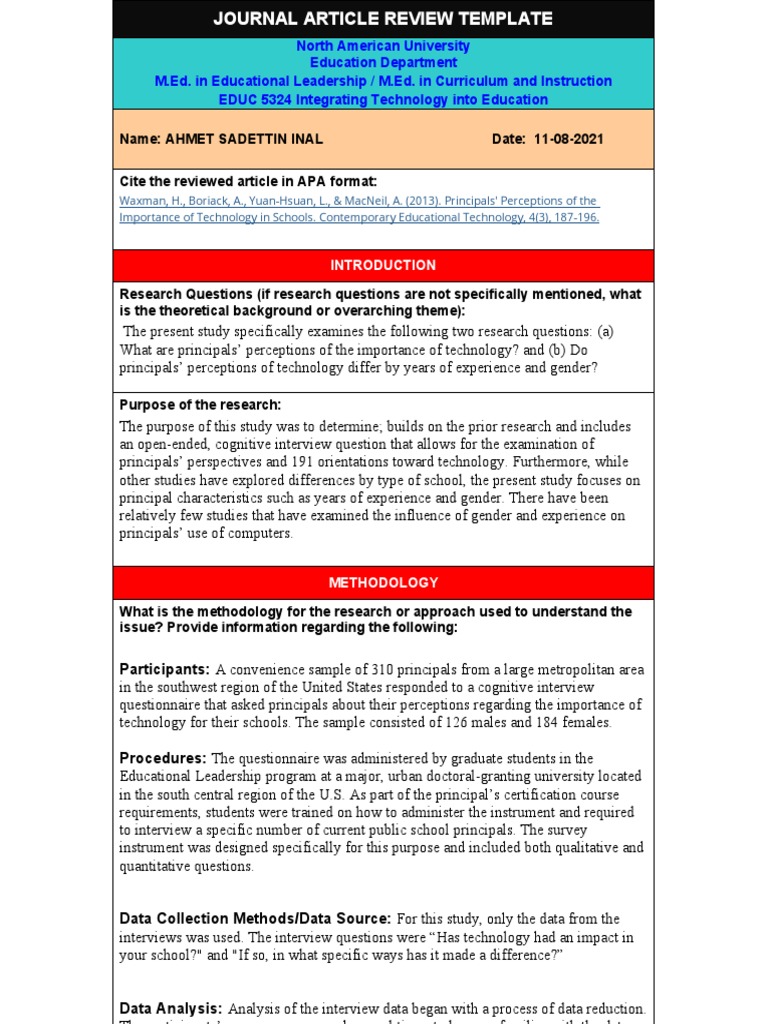 Educ 5324-Article Review Ahmet Sadettin Inal | PDF | Cognition | Science