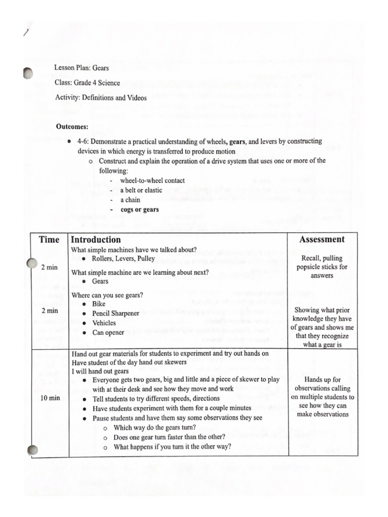 Lesson Plan Gears | PDF