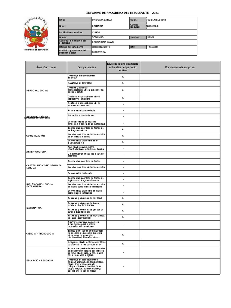 Formato de Boleta de Progreso Estudiante | PDF | Cognición