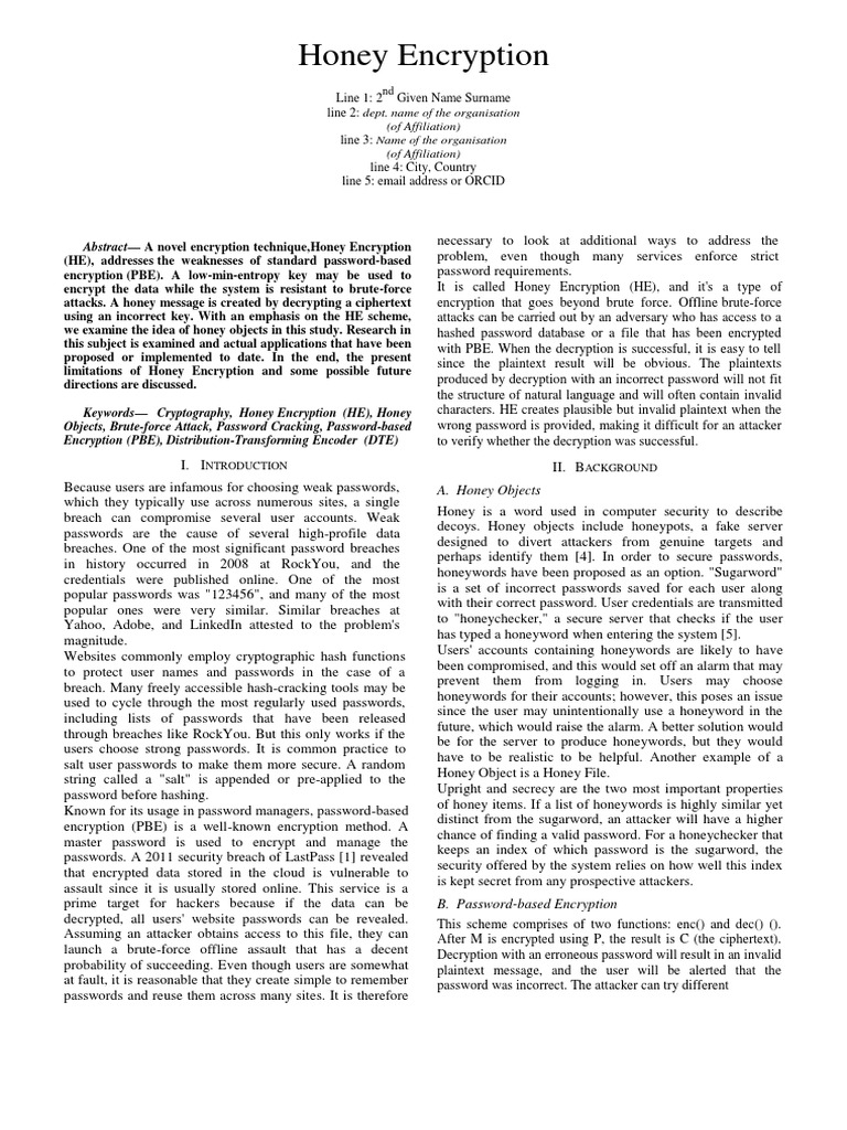 Honey Encryption - 1 | PDF | Password | Encryption
