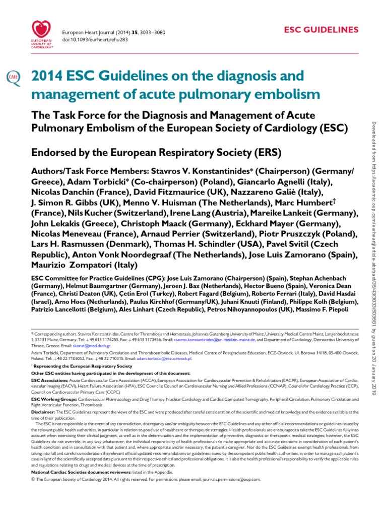 Tep Esc | PDF | Thrombosis | Blood Vessel