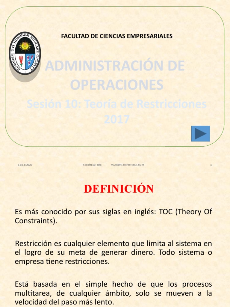 SESIÓN 10 TEORÍA DE LAS RESTRICCIONES | PDF | Inventario | Business