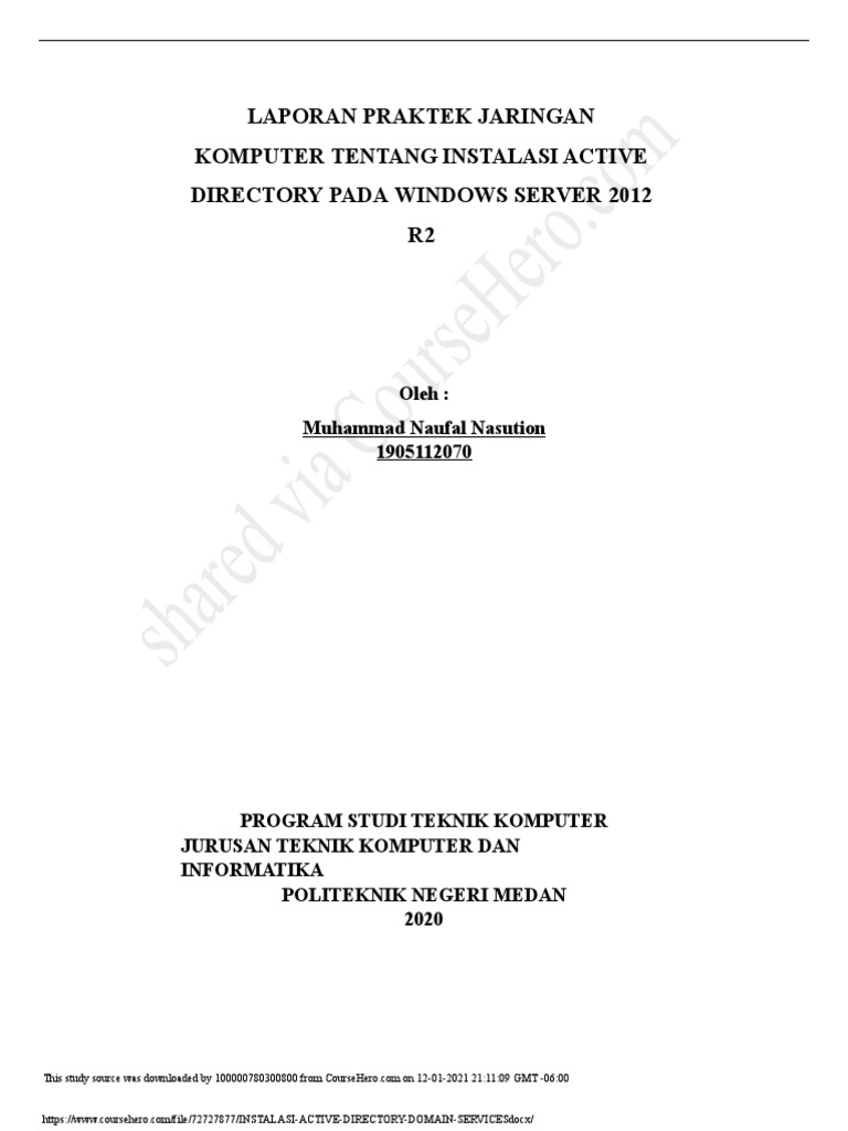 Laporan Praktek Jaringan Komputer Tentang Instalasi Active Directory ...