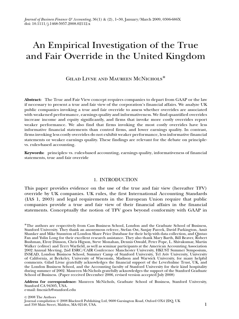 True and Fair View Override | PDF | International Financial Reporting ...