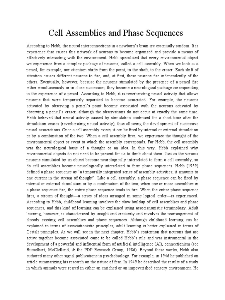 Cell Assemblies and Phase Sequences | PDF | Lateralization Of Brain ...