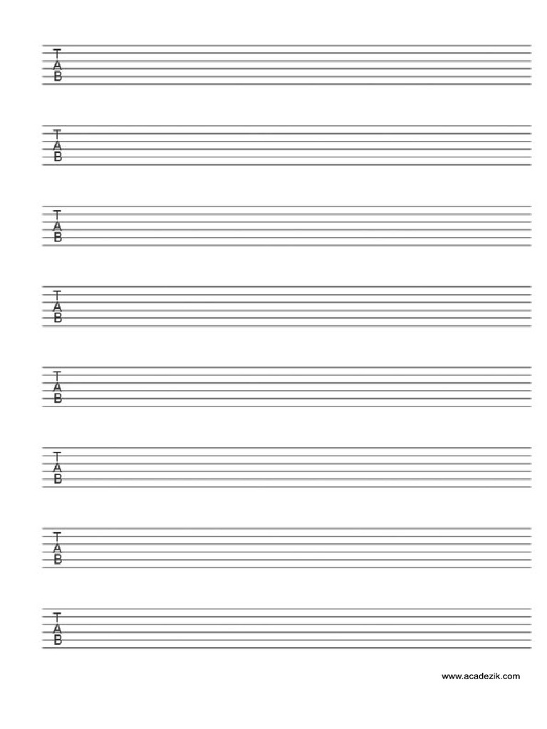 Partition Tablature Vierge 6 Lignes | PDF