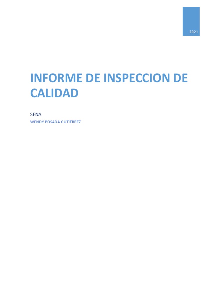 Informe Inspecciones | PDF | Calidad (comercial) | Auditoría