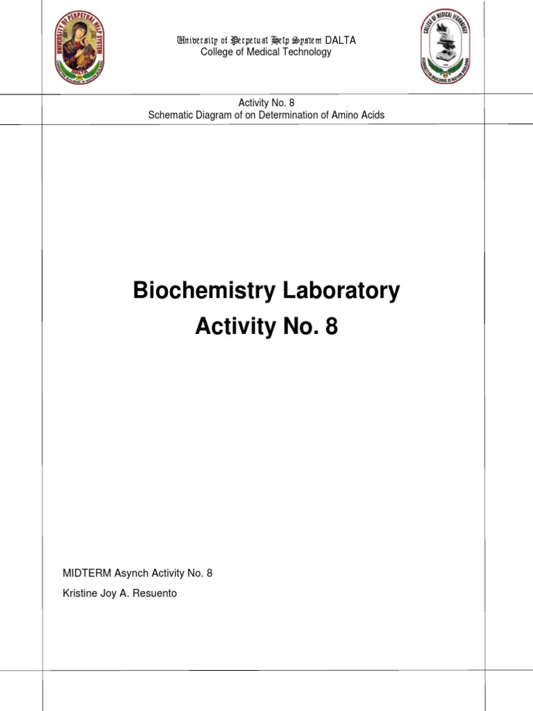 Biochemistry Laboratory Activity No. 8: University of Perpetual Help ...