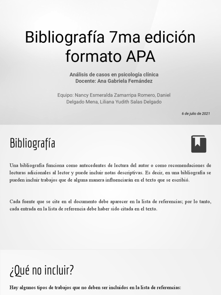 Bibliografía según normas APA 7ma edición | PDF | Estilo apa | Bibliografía