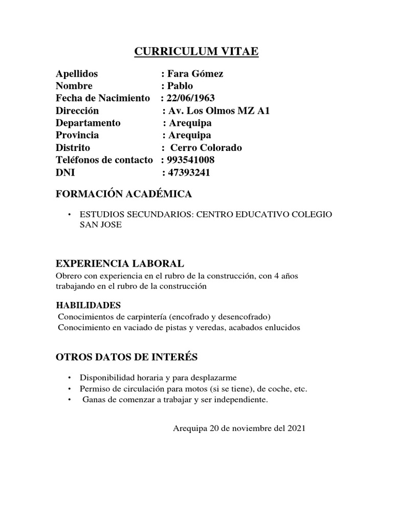 Curriculum Pablo | PDF