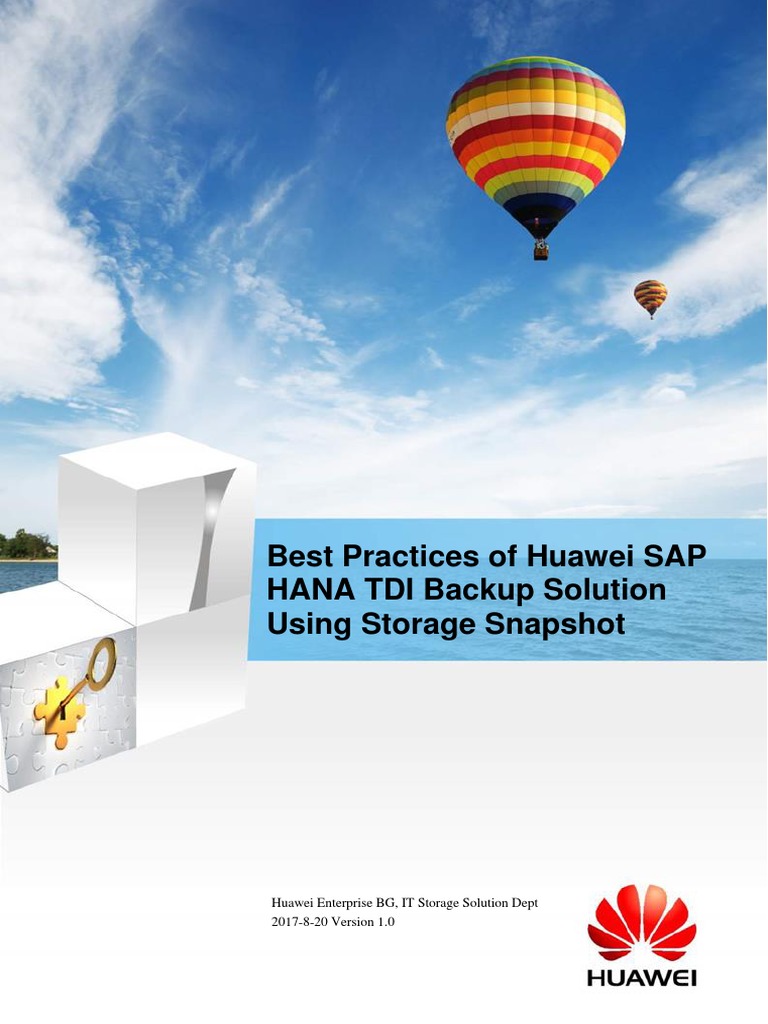 Best Practices Of Huawei Sap Hana Tdi Backup Solution Using Storage Snapshot Pdf Backup