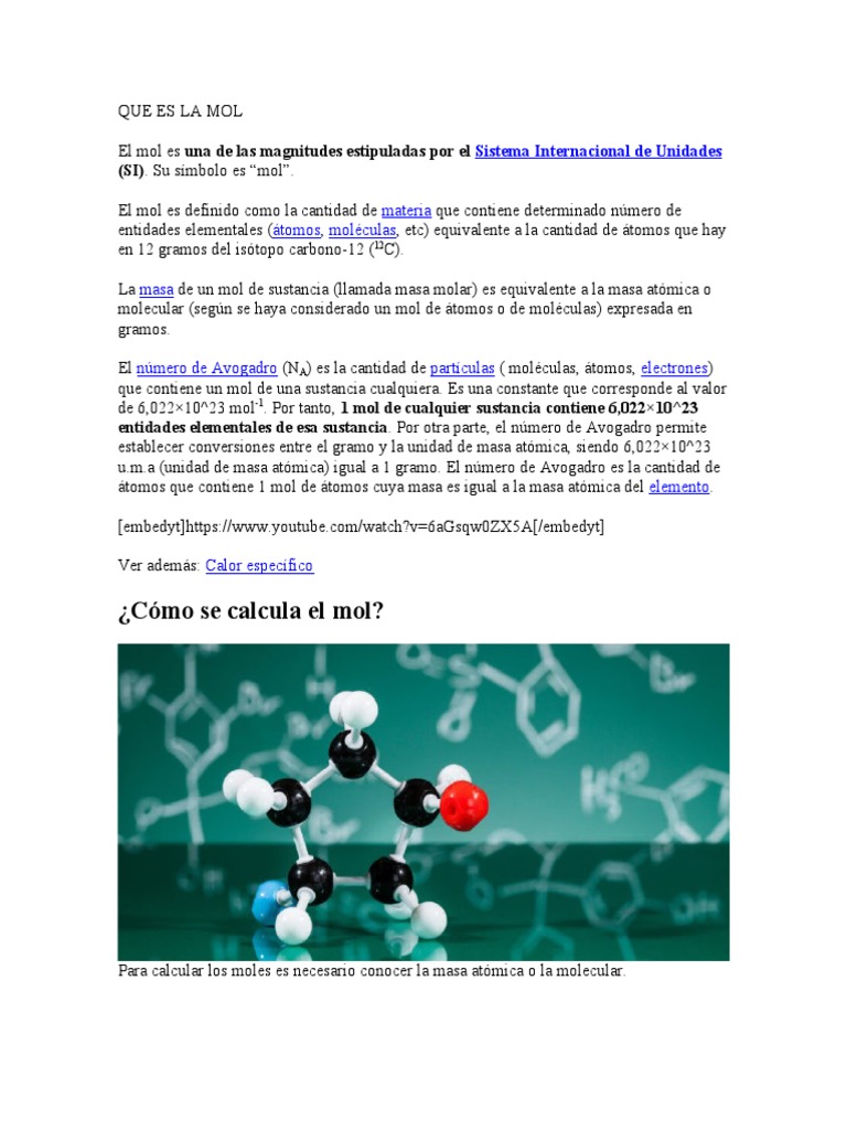 Definición y cálculo del mol | PDF | Estudios de idiomas extranjeros ...