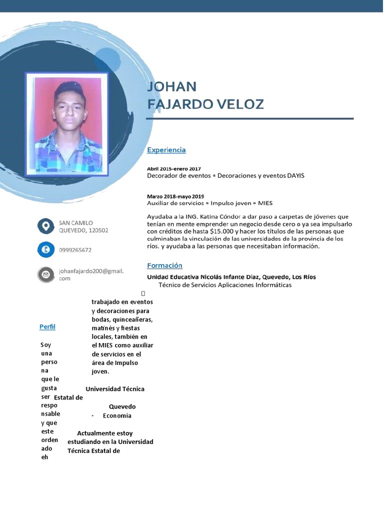 Curriculum Nuevo Johan | PDF