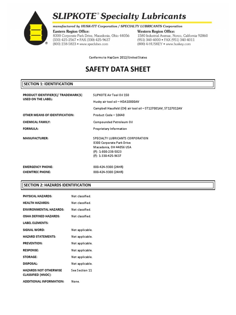 MSDS Vansoil 150 | PDF | Dangerous Goods | Superfund