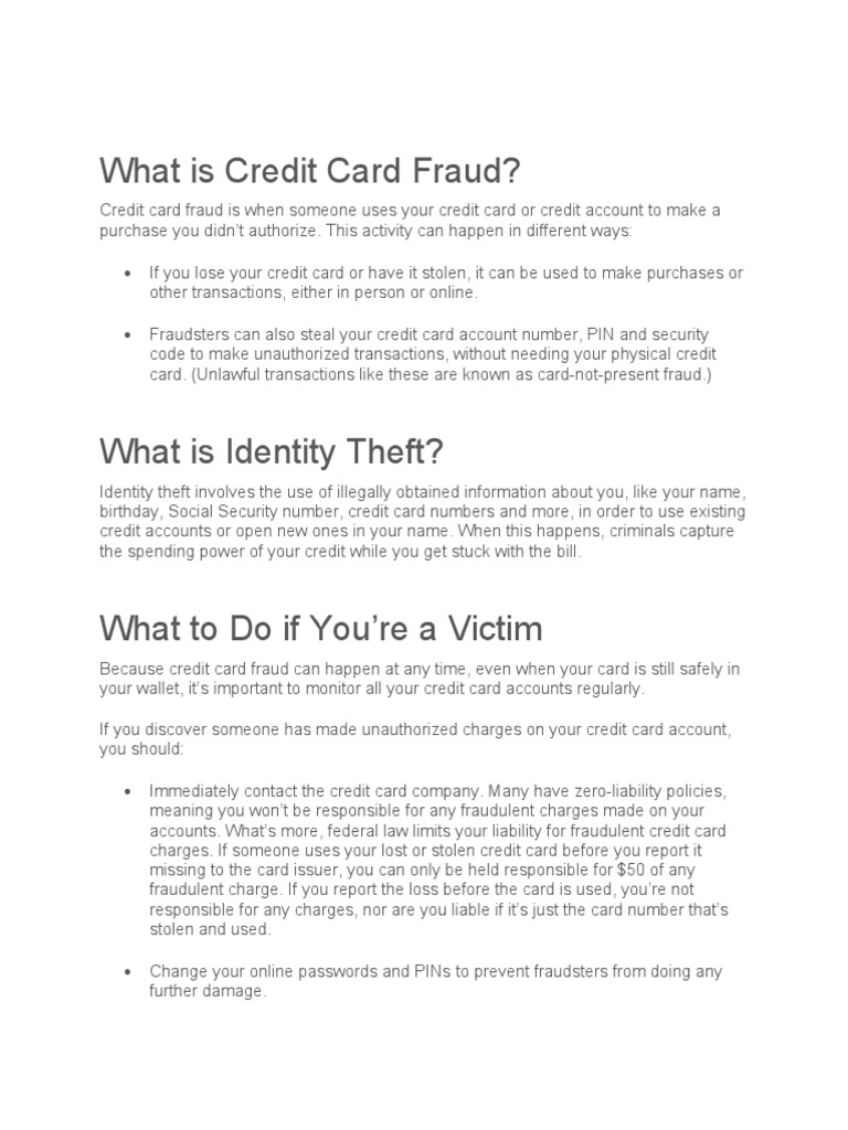 What Is Credit Card Fraud | PDF | Credit Card | Identity Theft