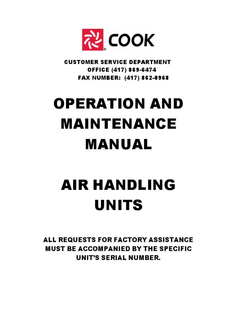 Operation and Maintenance Manual Air Handling Units | PDF | Pressure ...