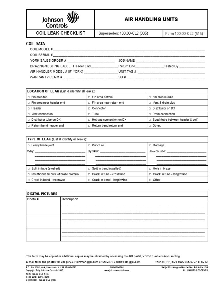 COIL LEAK Checklist | PDF | Manufactured Goods