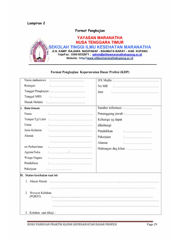 Format Pengkajian KDP | PDF