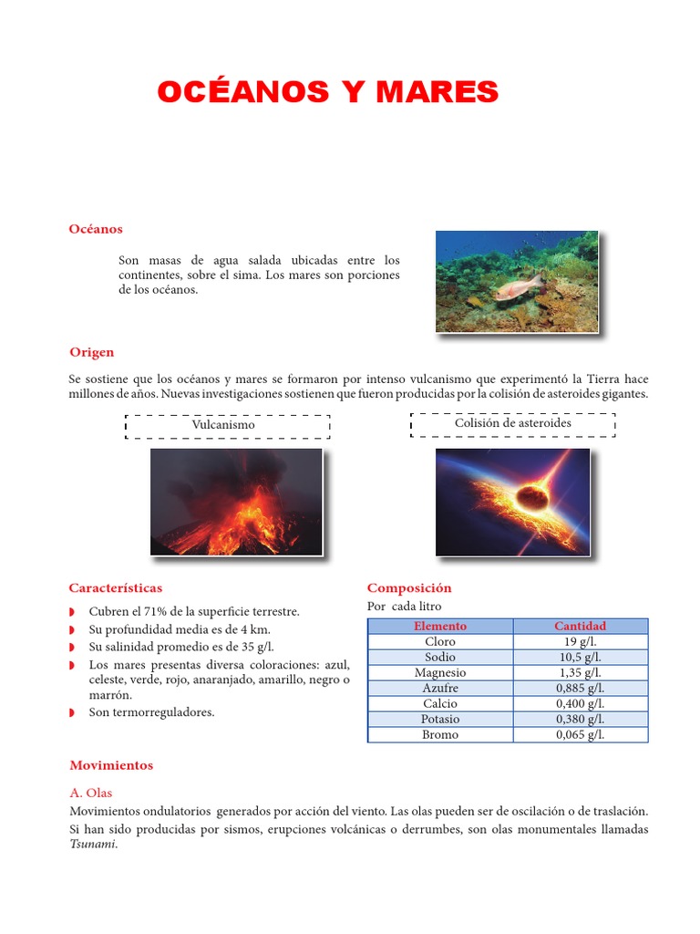 Los Oceanos y Mares | PDF | Océanos | Marea