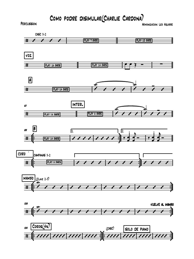 COMO PODRE DISIMULAR (2015) - Percussion | PDF