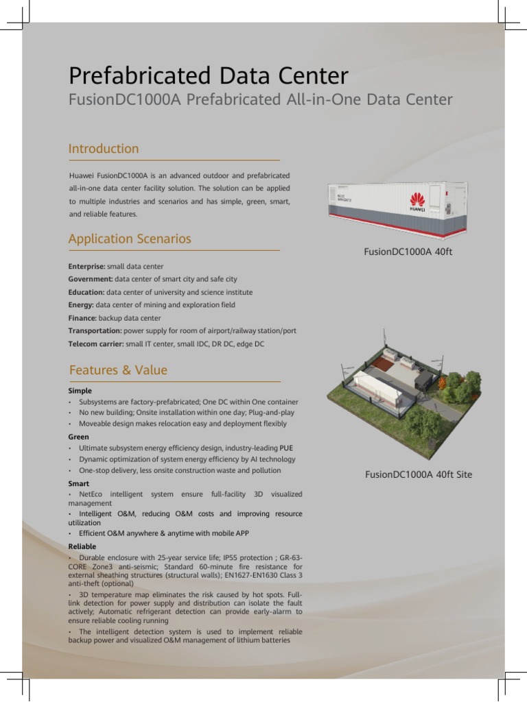 FusionDC1000A Prefabricated All-in-One Data Center Datasheet (380V-40ft ...