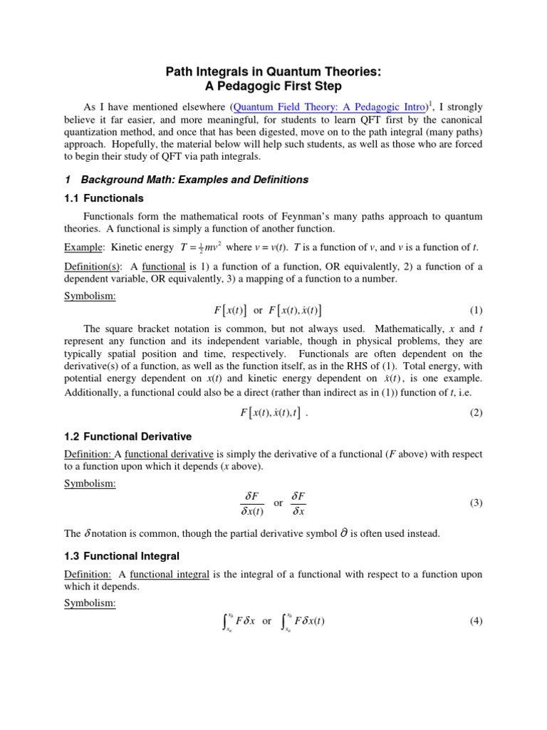 Path Integrals in Quantum Theories-Lecture-I | PDF | Quantum Field Theory | Waves