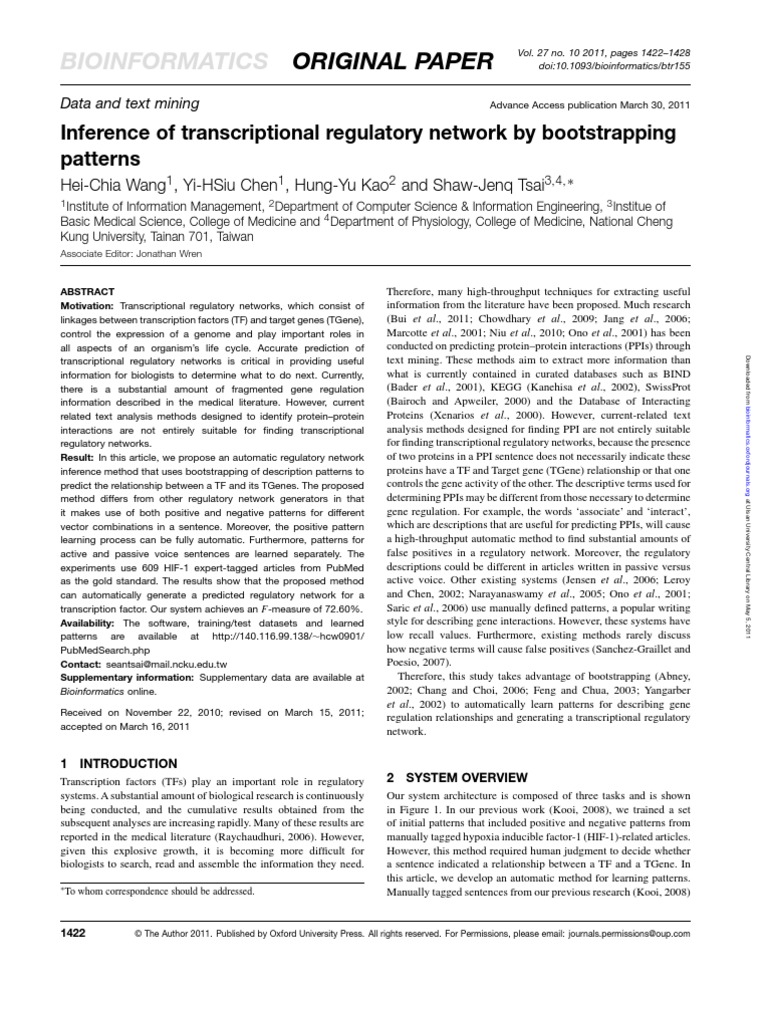 Bioinformatics: Original Paper | PDF | Protein–Protein Interaction ...