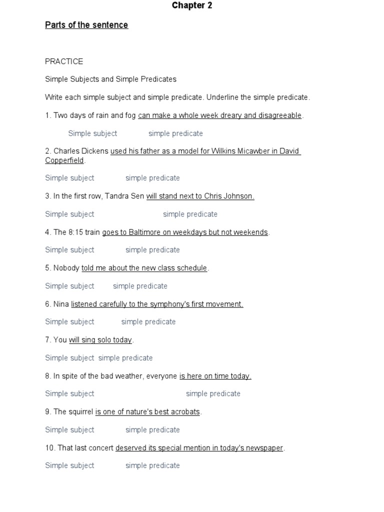 Parts of The Sentence | PDF