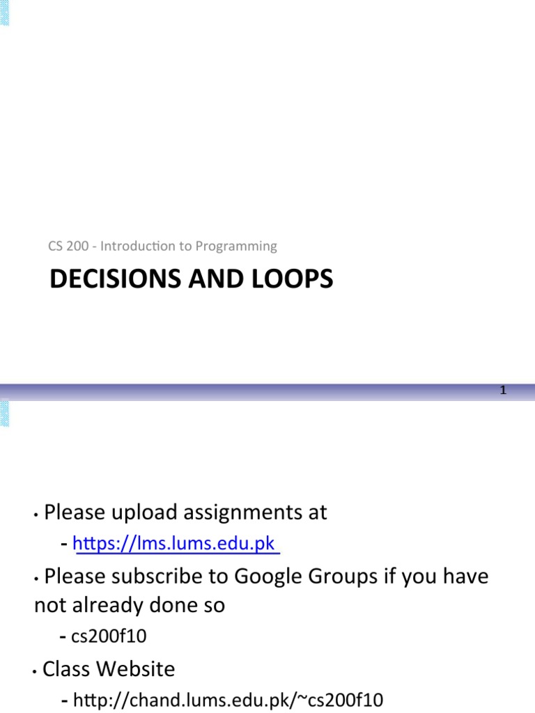 Decisions and Loops: CS 200 - Introduction To Programming | PDF | Boolean Data Type | Control Flow