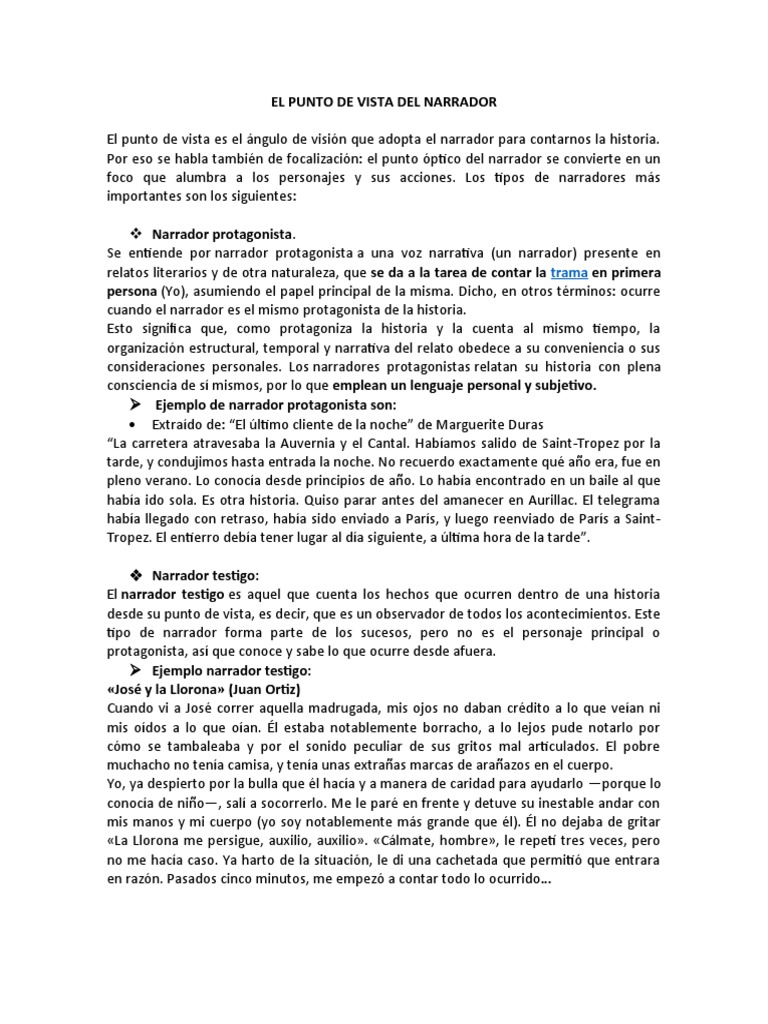 El Punto de Vista Del Narrador | PDF