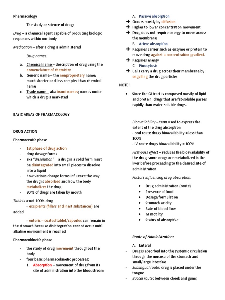Pharmacology Notes #1 | PDF | Medicine | Clinical Medicine