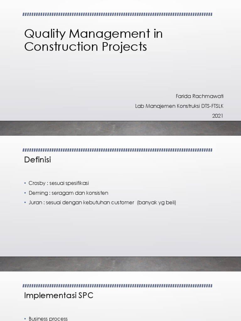 Quality Management in Construction Projects | PDF | Project Management ...