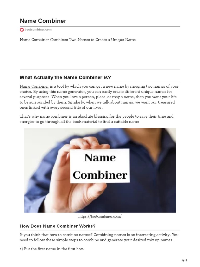 Name Combiner: Create Unique Names | PDF | Career & Growth | Language ...